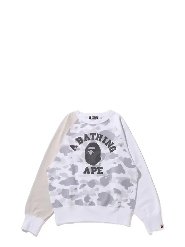 A BATHING APE Crazy Camo Raglan Crewneck Sweatshirt - White