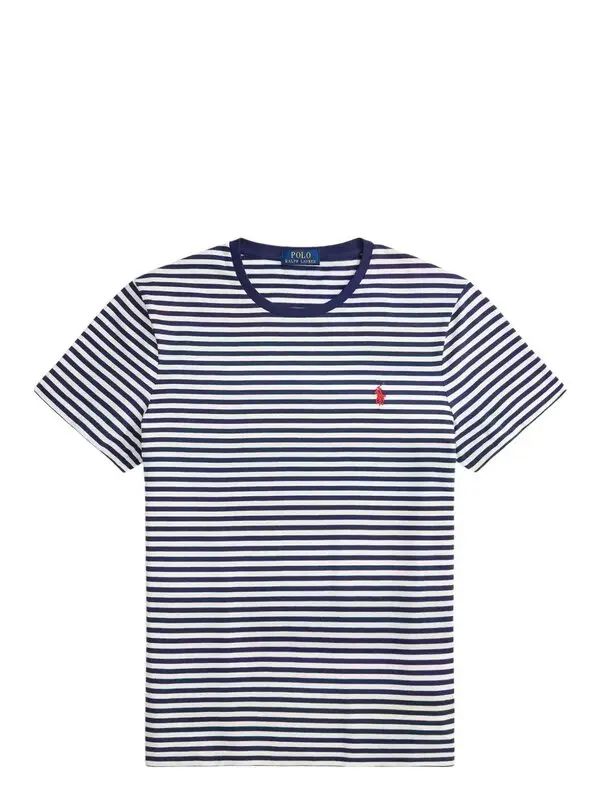 Polo Ralph Lauren Striped Embroidered Jersey T-shirt - Blue