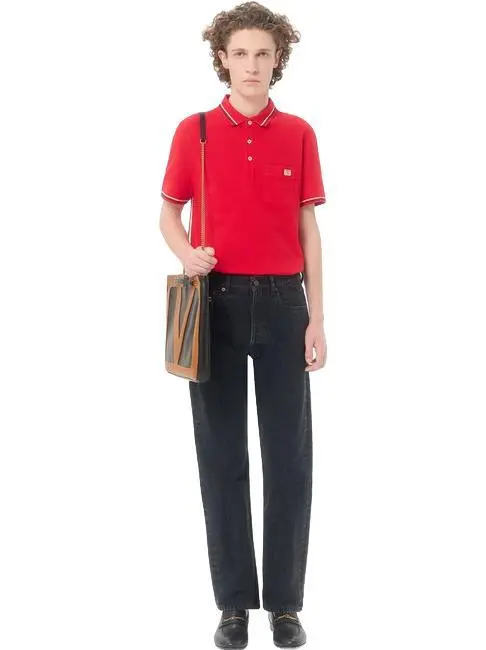 Valentino Garavani Cotton Piqué Polo Shirt With Vlogo Patch - Red