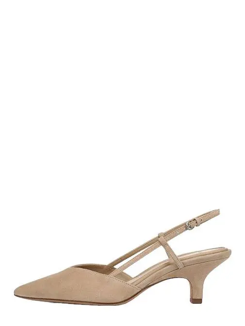 Vince Levvy Suede Slingback Pumps - Natural