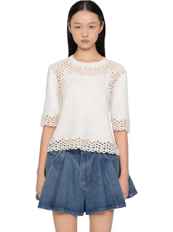 Sea Leila Eyelet Sweater - White