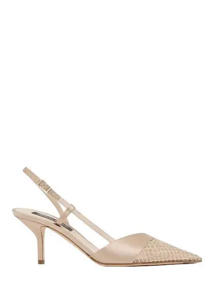Giorgio Armani Pumps With Rhinestone-embellished Mesh - Natural