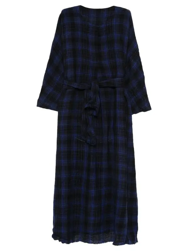 DANIELA GREGIS Tartan Wool Midi Dress - Blue
