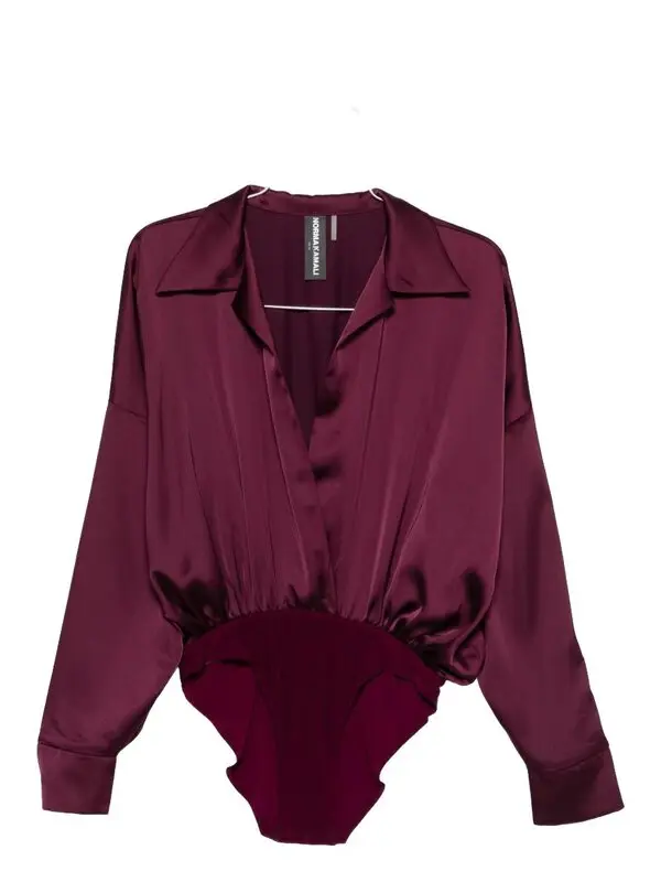 Norma Kamali Oversized Shirt Bodysuit - Purple