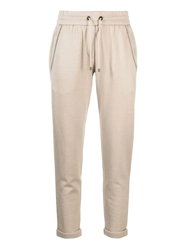 Brunello Cucinelli Cotton And Silk Blend Trousers - Beige