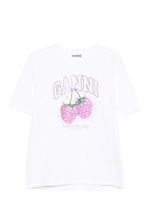 GANNI Cotton T-shirt - White