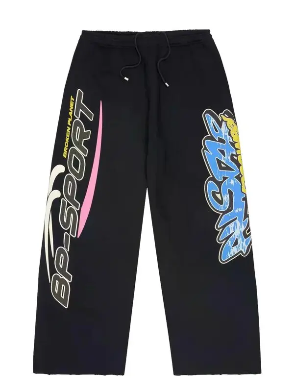 BROKEN PLANET Graphic-print Track Pants - Black