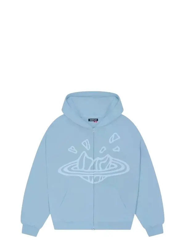BROKEN PLANET Graphic Print Zip-up Hoodie - Blue