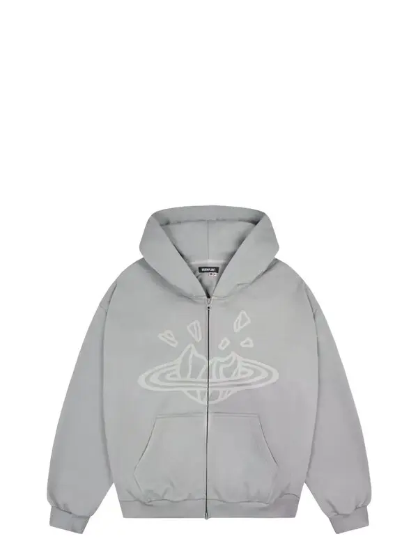 BROKEN PLANET Zip-up Long-sleeve Hoodie - Grey