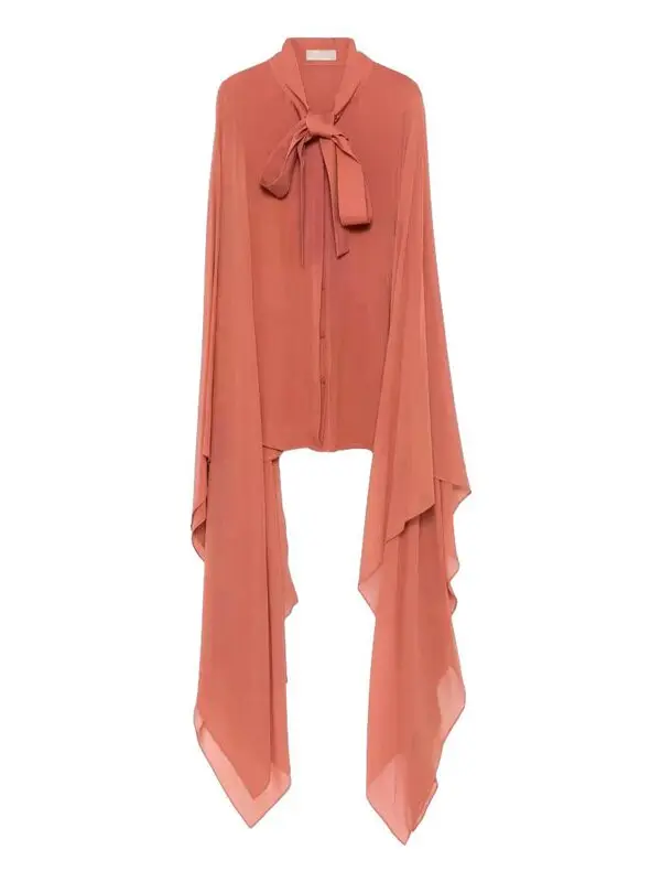 Elie Saab Silk Cape-sleeve Shirt - Pink
