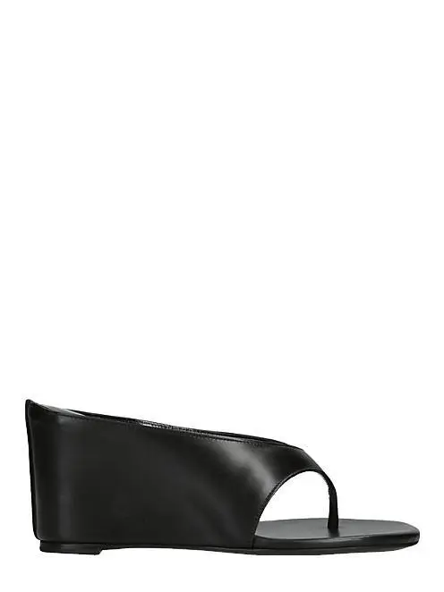 JUDE Yaga Leather Wedge Sandals - Black