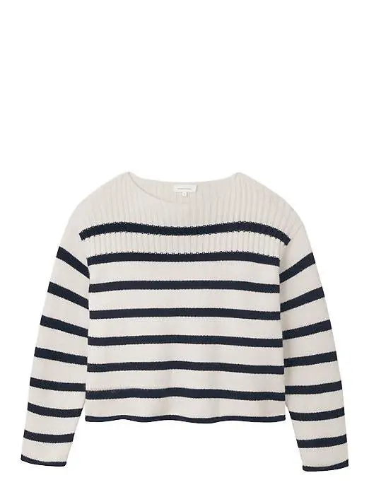 THE WHITE COMPANY Striped Knitted Wool-blend Jumper - Scandi/nav