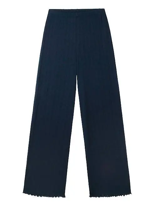 THE WHITE COMPANY Pointelle Stretch-jersey Trousers - Navy