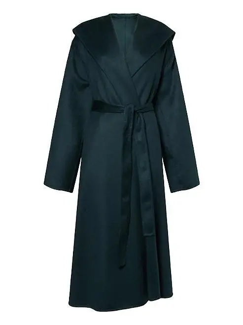Alaïa Hooded Wrap Cashmere Coat - Vert Fonce