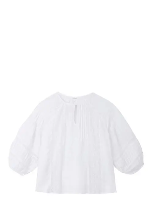 THE WHITE COMPANY Volume-sleeved Lace-trimmed Linen Blouse - Porcelain