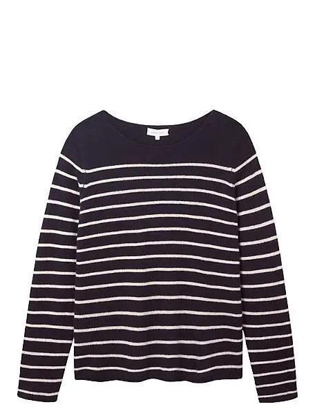 THE WHITE COMPANY Striped Wool-blend Jumper - Navy