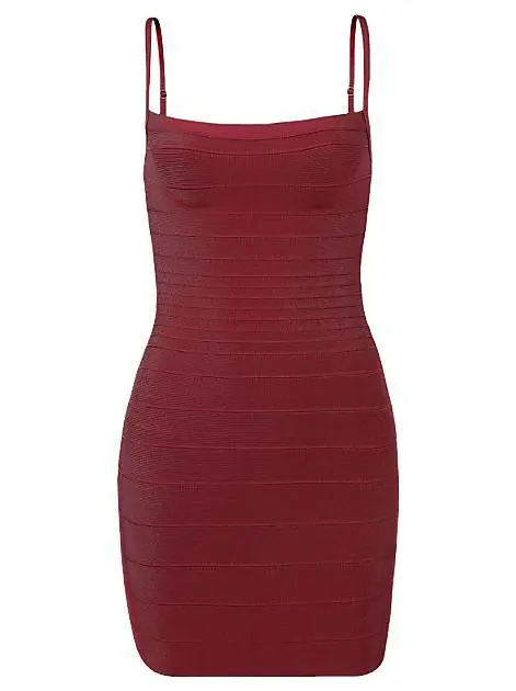 House Of Cb Body Bandage Woven Mini Dress - Wine