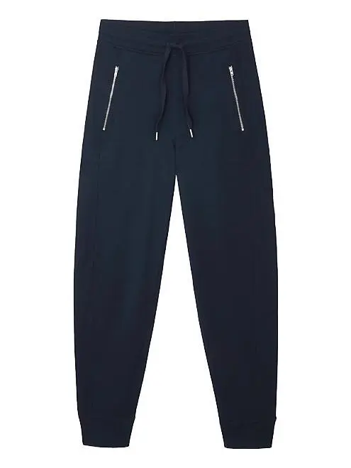 THE WHITE COMPANY Straight-leg Stretch-cotton Jogging Bottoms With Zip Detail - Navy