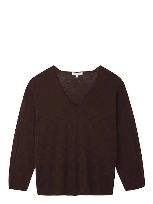 THE WHITE COMPANY Relaxed-fit Cotton And Linen Jumper - Dark Choc