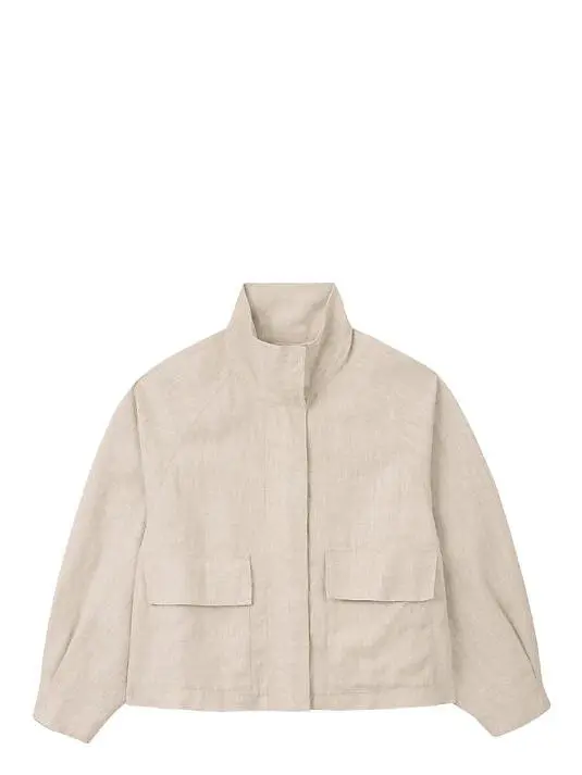THE WHITE COMPANY Funnel-neck Linen Jacket With Side Pockets - Flax