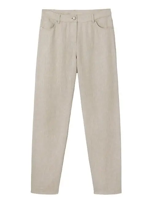 THE WHITE COMPANY Tapered Linen Trousers - Flax
