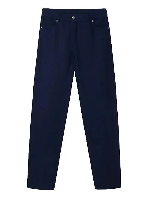 THE WHITE COMPANY Tapered Linen Trousers - Navy