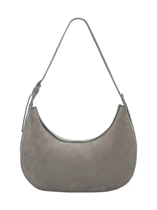 THE WHITE COMPANY Half Moon Suede Shoulder Bag - Steel