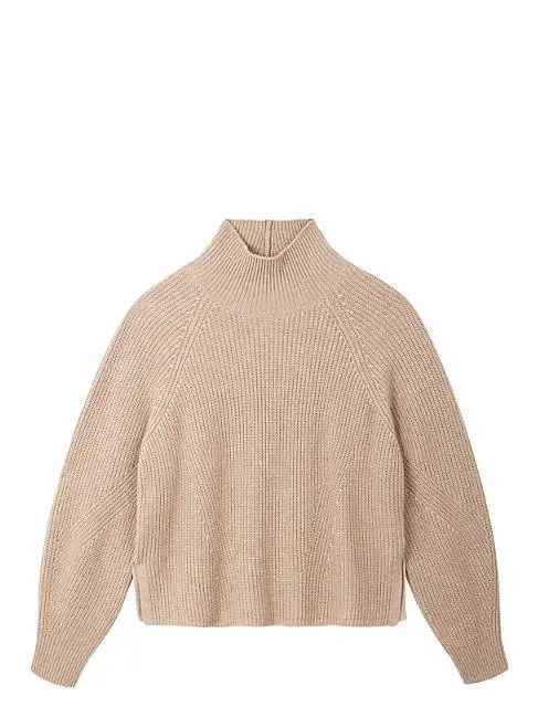 THE WHITE COMPANY Funnel-neck Ribbed Wool And Cashmere-blend Jumper - Wheat Dust