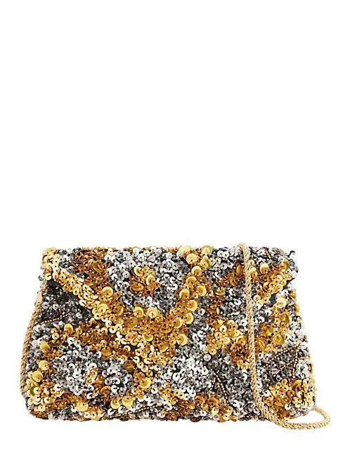 Dries Van Noten Sequin-embellished Clutch Bag - Silver