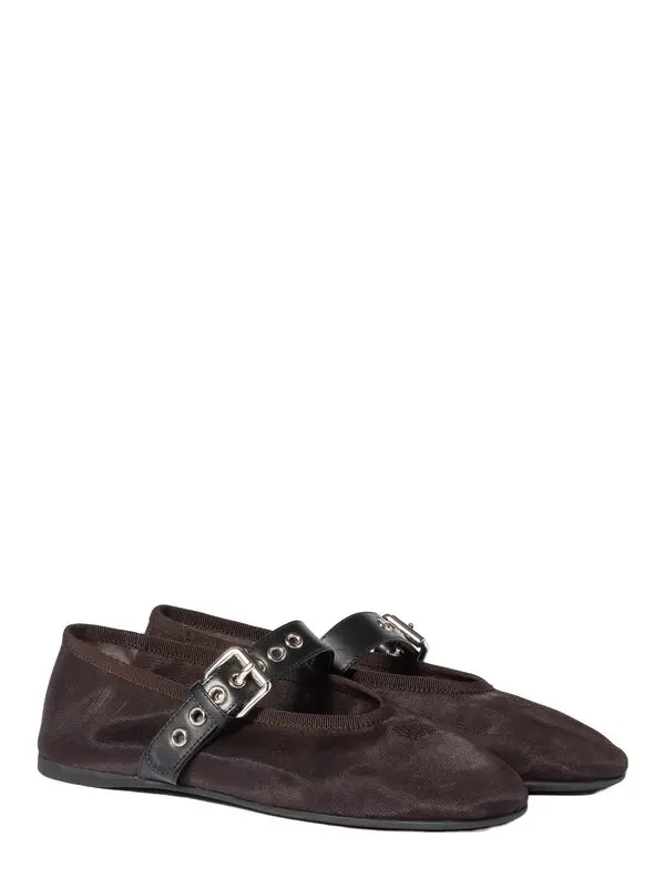 Miu Miu Mesh Ballerinas - Dark Brown