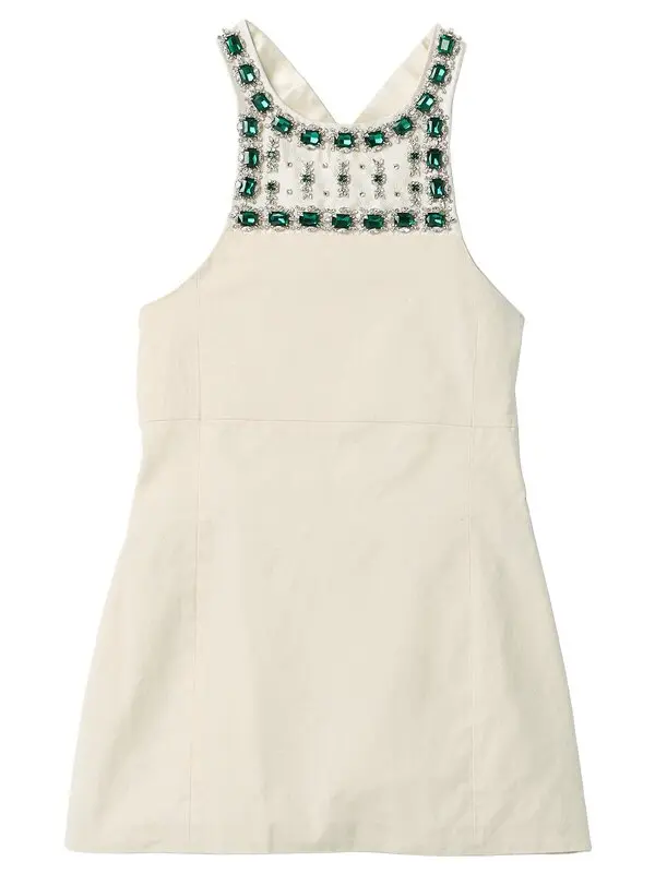 Miu Miu Embellished Apron Dress - Ecru