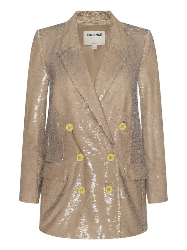 L'Agence Cambrie Sequin Blazer - Soft Camel