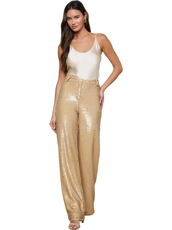 L'Agence Gavin Sequin Wide-leg Pants - Soft Camel