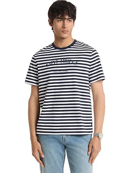 Michael Kors Provence Striped Cotton Jersey T-shirt - Blue