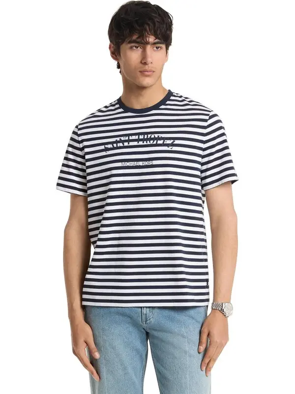 Michael Kors Provence Striped Cotton Jersey T-shirt In Size By - Blue