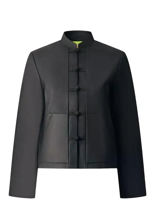 Shanghai Tang Buttoned Leather Jacket - Black