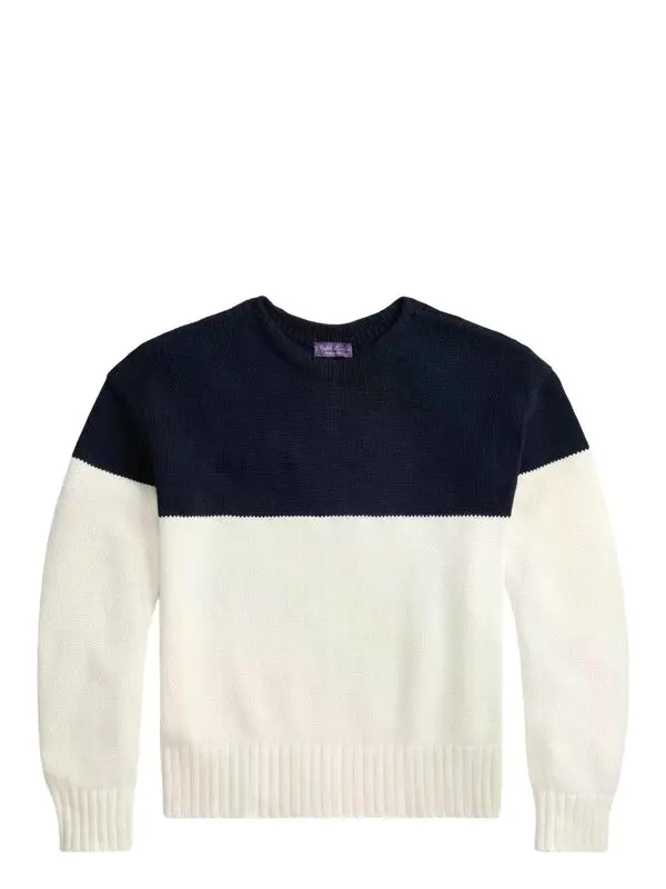 Ralph Lauren Purple Label Colourblock Crew Neck Sweater - Blue