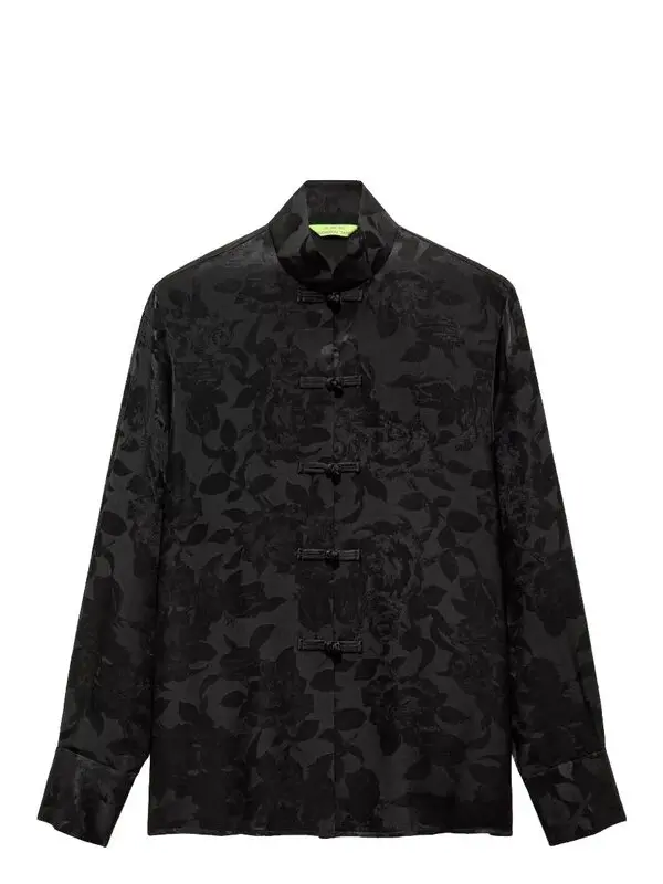 Shanghai Tang Jacquard Blouse - Black