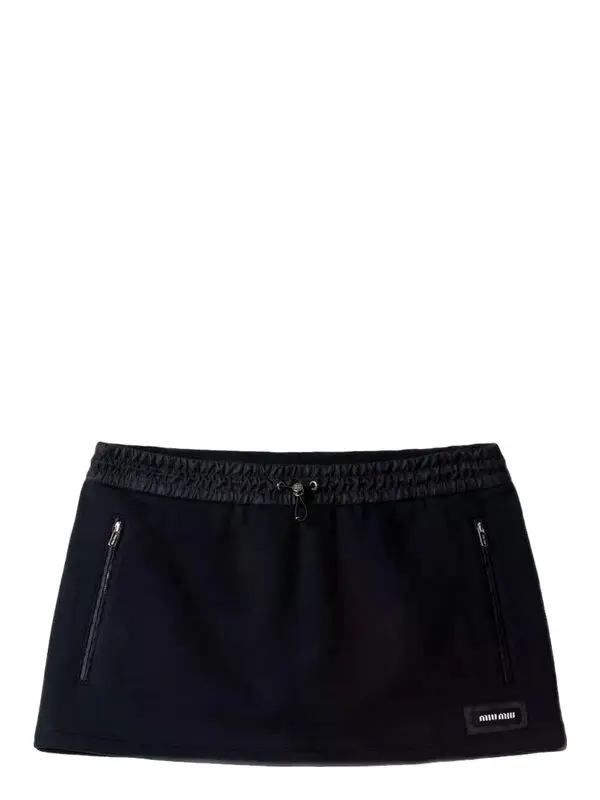 Miu Miu Cotton Fleece Mini Skirt With Technical Fabric Panels - Blue