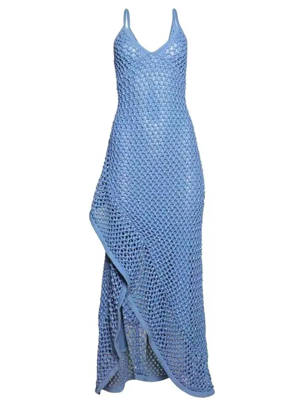 DIOTIMA Riki Asymmetrical Crochet Midi Dress - Blue