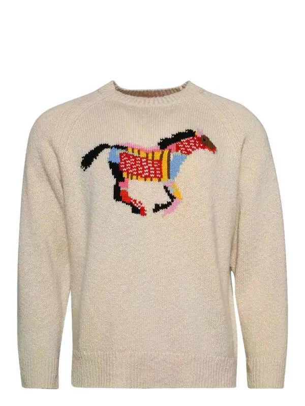 THE ELDER STATESMAN Glacier Horse Sweater - Neutrals