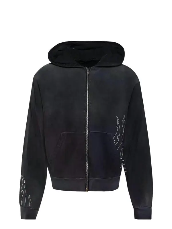 EARTHLING VIP Zip-up Hoodie With Embroidery - Black