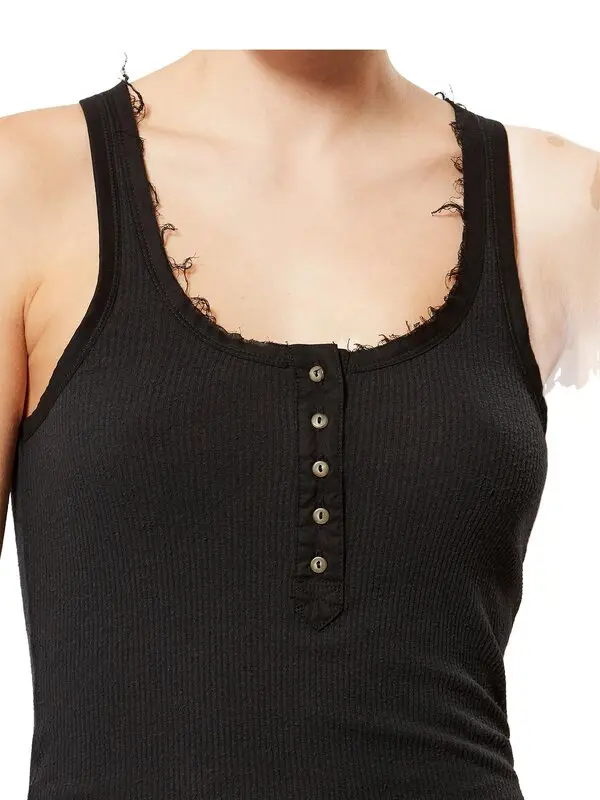Isabel Marant Helma Ribbed Silk Jersey Tank Top - Black