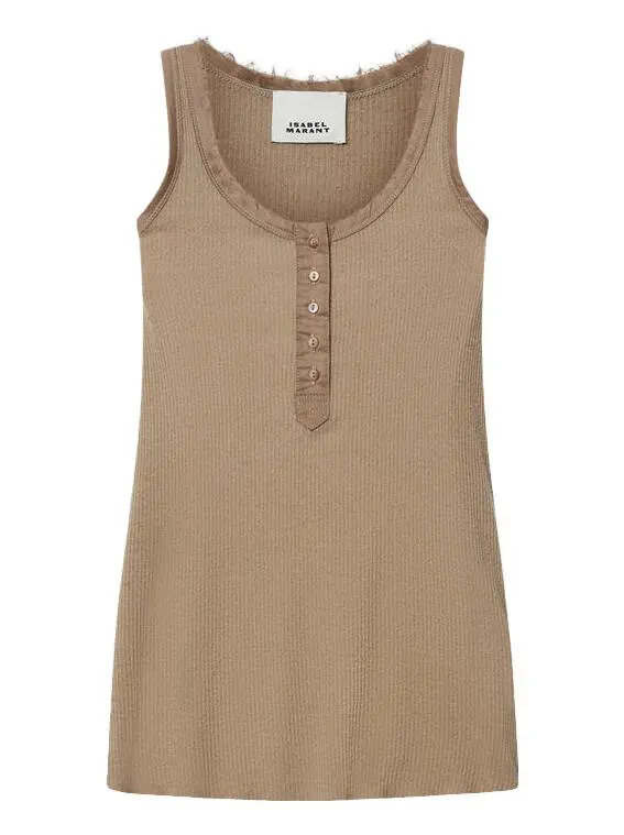 Isabel Marant Helma Ribbed Silk Jersey Tank Top - Light Bronze