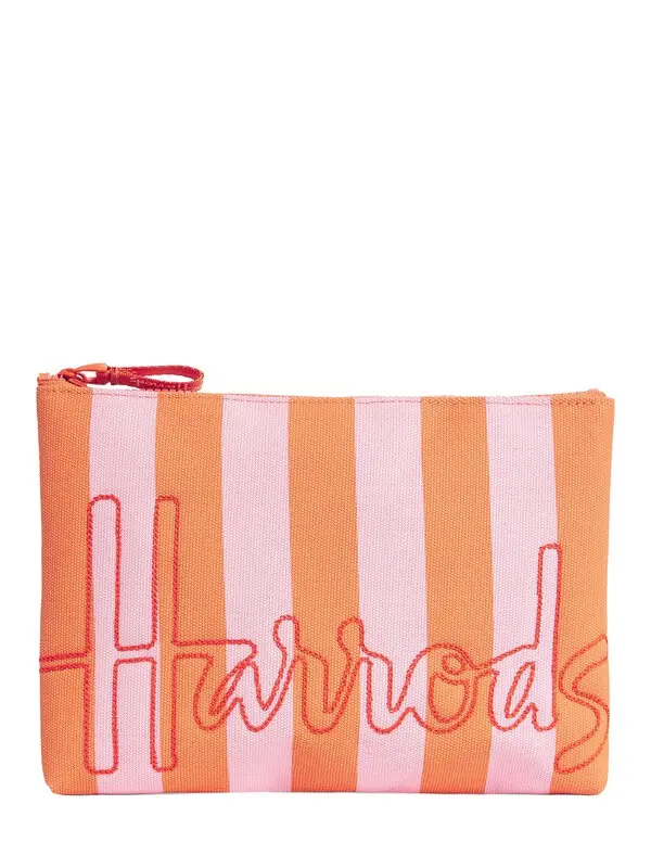 Harrods Stripe Logo Pouch - Pink