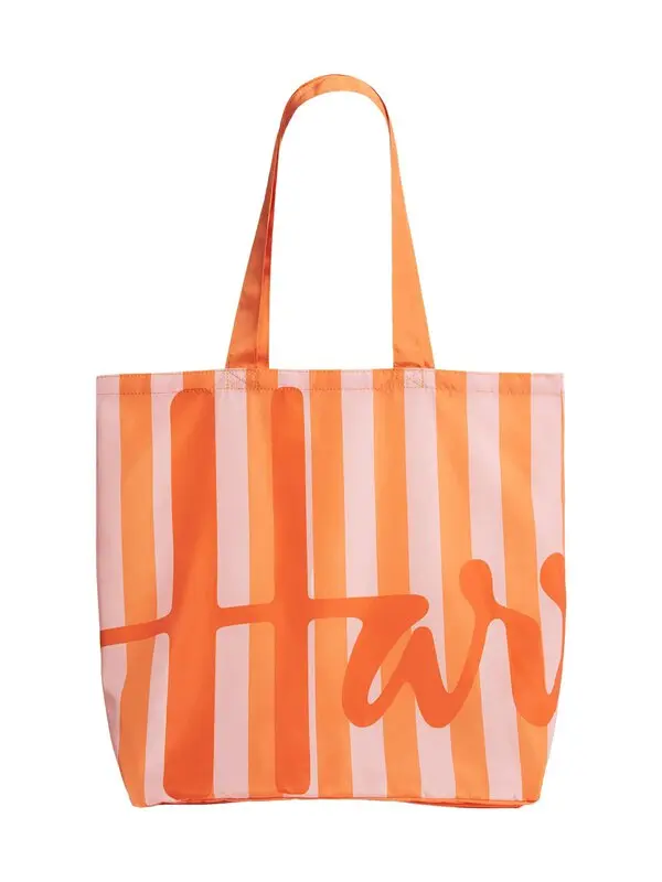 Harrods Logo Pocket Shopper Bag - Orange