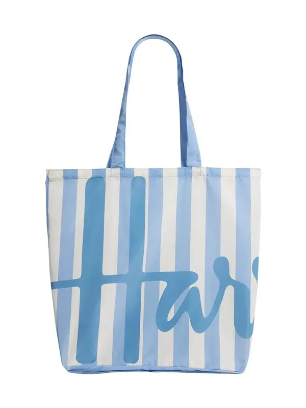 Harrods Logo Pocket Shopper Bag - Blue