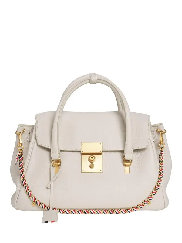 Thom Browne Grain Leather Bolton Top-handle Bag - White