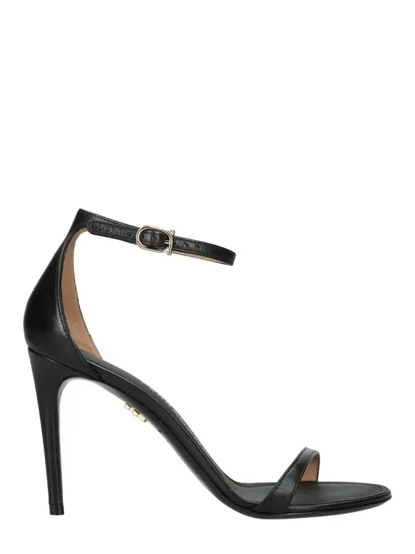 FERRAGAMO Leather Milly Heeled Sandals 95 - Black