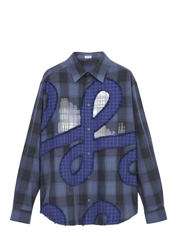 Loewe Cotton Long-sleeve Check Shirt - Navy